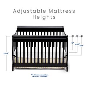 Delta Children Canton 4 in 1 Convertible Crib, Black + Serta Perfect Slumber Dual Sided Recycled Fiber Core Crib and Toddler Mattress (Bundle)