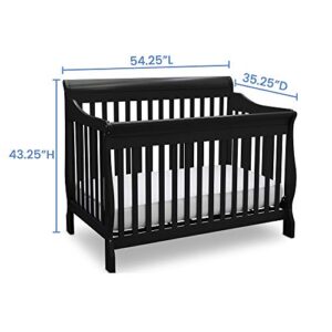 Delta Children Canton 4 in 1 Convertible Crib, Black + Serta Perfect Slumber Dual Sided Recycled Fiber Core Crib and Toddler Mattress (Bundle)