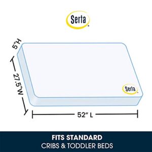 Delta Children Canton 4 in 1 Convertible Crib, Black + Serta Perfect Slumber Dual Sided Recycled Fiber Core Crib and Toddler Mattress (Bundle)