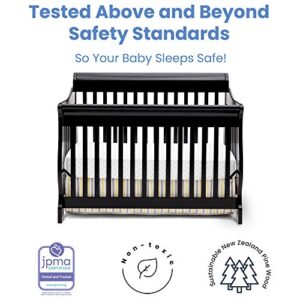 Delta Children Canton 4 in 1 Convertible Crib, Black + Serta Perfect Slumber Dual Sided Recycled Fiber Core Crib and Toddler Mattress (Bundle)