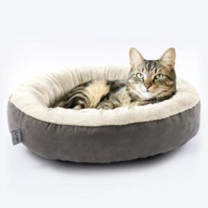 Love's cabin Round Donut Cat and Dog Cushion Bed, 20in Pet Bed for Cats or Small Dogs, Anti-Slip & Water-Resistant Bottom, Super Soft Durable Fabric Pet beds, Washable Luxury Cat & Dog Bed Gray