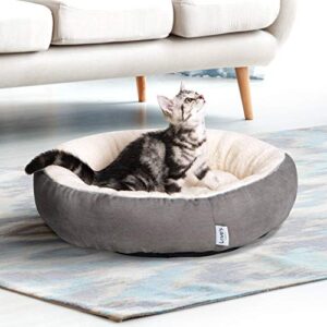 Love's cabin Round Donut Cat and Dog Cushion Bed, 20in Pet Bed for Cats or Small Dogs, Anti-Slip & Water-Resistant Bottom, Super Soft Durable Fabric Pet beds, Washable Luxury Cat & Dog Bed Gray