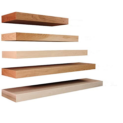 TFKitchen Floating Shelves Solid Wood and Veneer Construction, Alder Shelf Unfinished, 36 x 10 Inches