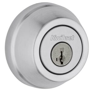 kwikset 599 gatelatch double cylinder deadbolt featuring smartkey® in satin chrome