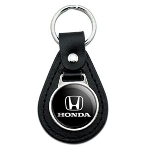 Black Leather Honda Logo Keychain