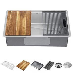 delta 95b932-32s-ss lorelai workstation kitchen sink undermount stainless steel single bowl with workflow ledge and chef’s kit of 6 accessories