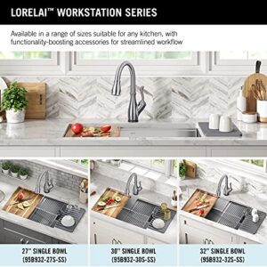 DELTA 95B932-32S-SS Lorelai Workstation Kitchen Sink Undermount Stainless Steel Single Bowl with WorkFlow Ledge and Chef’s Kit of 6 Accessories