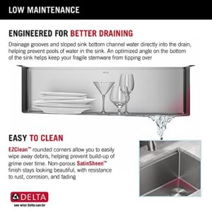 DELTA 95B932-32S-SS Lorelai Workstation Kitchen Sink Undermount Stainless Steel Single Bowl with WorkFlow Ledge and Chef’s Kit of 6 Accessories