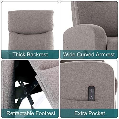 SMUG Fabric Home Theater Seating with Lumbar Support Winback Single Sofa Armchair Reclining Chair Easy Lounge, Grey