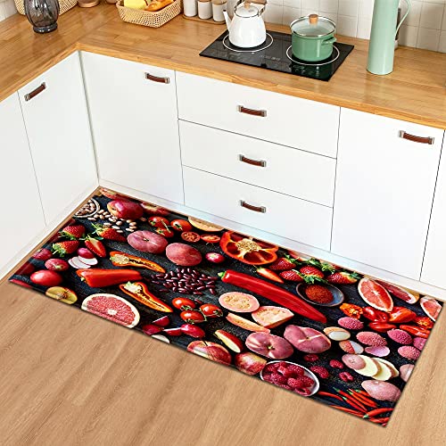 OPLJ Home Entrance Doormat Hallway Bedroom Living Room Decor Floor Carpet 3D Vegetable Pattern Balcony Bath Anti-Slip Rug A5 60x180cm