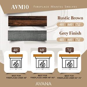 Avana Floating Fireplace Mantle - Mantles for Over Fireplace - Wall Mount Fireplace Mantel Shelves - Handcrafted Natural Wood Fireplace Mantels - Fireplace Mantel 72 Inches x 8 x 3 - Rustic Brown