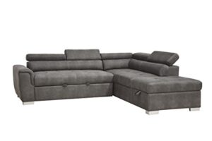 acme furniture thelma sleeper and ottoman sectional sofa, grey