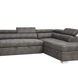 ACME Furniture Thelma Sleeper and Ottoman Sectional Sofa, Grey