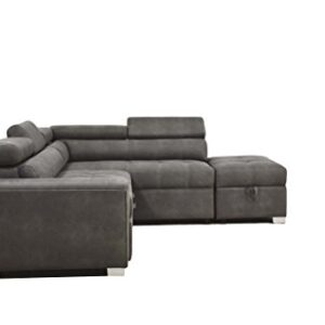 ACME Furniture Thelma Sleeper and Ottoman Sectional Sofa, Grey