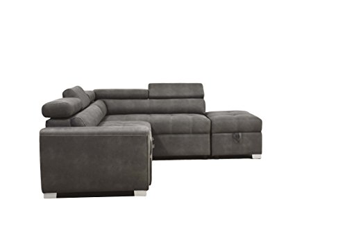 ACME Furniture Thelma Sleeper and Ottoman Sectional Sofa, Grey