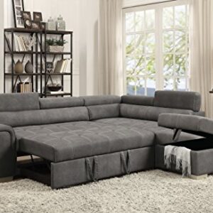 ACME Furniture Thelma Sleeper and Ottoman Sectional Sofa, Grey