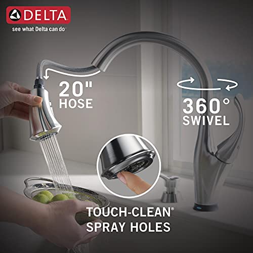 Delta Faucet Addison Touch Kitchen Faucet Brushed Nickel, Kitchen Faucets with Pull Down Sprayer, Kitchen Sink Faucet, Touch Faucet for Kitchen Sink, Touch2O Technology, Arctic Stainless 9192T-AR-DST