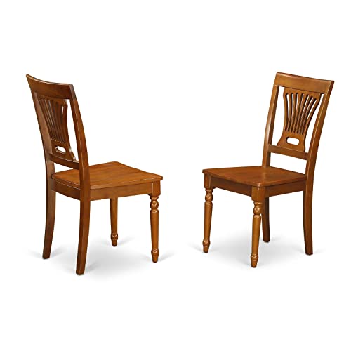 East West Furniture Plainville Dining Chairs, Wood Seat, PVC-SBR-W