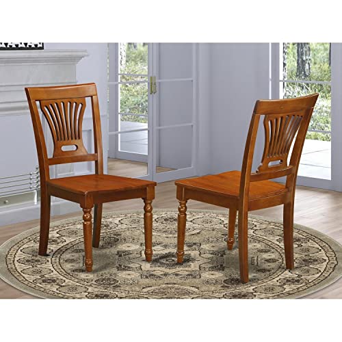 East West Furniture Plainville Dining Chairs, Wood Seat, PVC-SBR-W