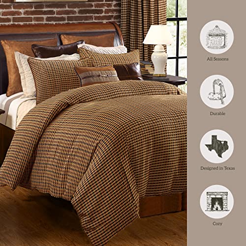 Paseo Road by HiEnd Accents | Clifton 3 Piece Comforter Set with Pillow Shams, Brown Tweed Houndstooth, Super King Size, Plaid Rustic Cabin Lodge Luxury Bedding Set, 1 Comforter and 2 Pillowcases