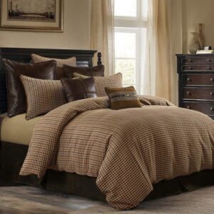 Paseo Road by HiEnd Accents | Clifton 3 Piece Comforter Set with Pillow Shams, Brown Tweed Houndstooth, Super King Size, Plaid Rustic Cabin Lodge Luxury Bedding Set, 1 Comforter and 2 Pillowcases