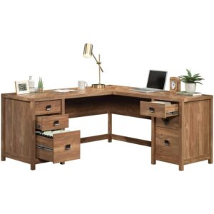 Sauder Cannery Bridge L-Shaped Desk with 6 Storage Drawers, Sindoori Mango Finish