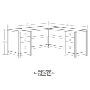 Sauder Cannery Bridge L-Shaped Desk with 6 Storage Drawers, Sindoori Mango Finish