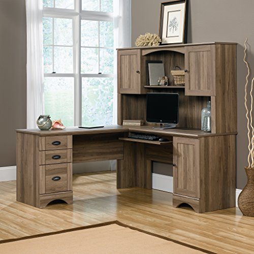 Sauder Harbor View Computer Desk, Salt Oak finish