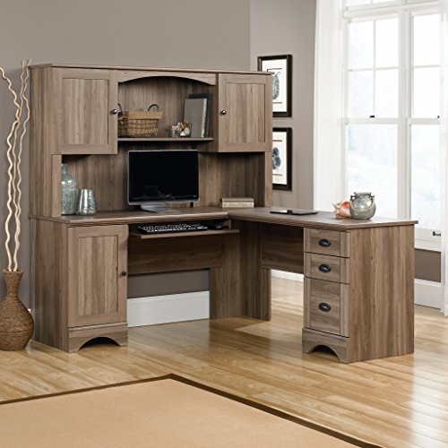 Sauder Harbor View Computer Desk, Salt Oak finish