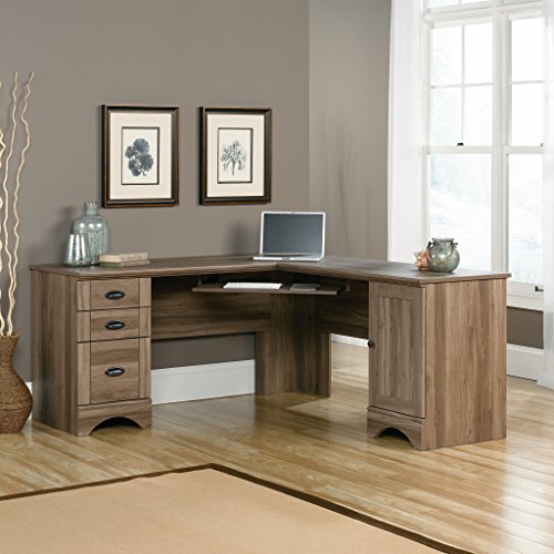 Sauder Harbor View Computer Desk, Salt Oak finish