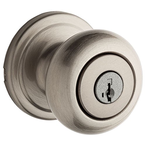 Kwikset 97402-794 Hancock Keyed Entry Knob featuring SmartKey in Satin Nickel