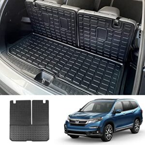 powoq fit 2016-2023 honda pilot cargo mat with backrest mat tpe trunk mat behind 3rd row back seat protector all weather for 2016 2017 2018 2019 2020 2021 2022 2023 honda pilot accessories