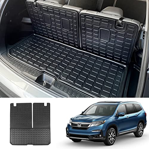 powoq Fit 2016-2023 Honda Pilot Cargo Mat with Backrest Mat TPE Trunk Mat Behind 3rd Row Back Seat Protector All Weather for 2016 2017 2018 2019 2020 2021 2022 2023 Honda Pilot Accessories