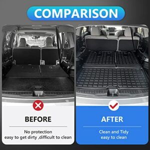 powoq Fit 2016-2023 Honda Pilot Cargo Mat with Backrest Mat TPE Trunk Mat Behind 3rd Row Back Seat Protector All Weather for 2016 2017 2018 2019 2020 2021 2022 2023 Honda Pilot Accessories