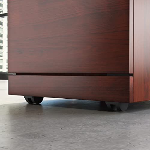 OfficeWorks by Sauder Affirm 72" Bow DEK 2drwr Ped Ste, L: 71.10" x W: 35.43" x H: 29.29", Classic Cherry Finish