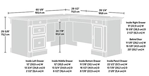 Sauder Bleeker Street L-Desk, Obsidian Oak finish