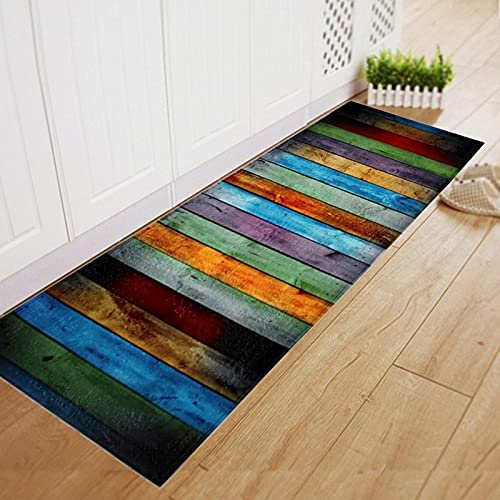 OPLJ Kitchen mat Wood Grain Printing Bedroom Door mat Carpet Non-Slip Washable Floor mat Home Decoration Corridor Carpet A3 50x160cm