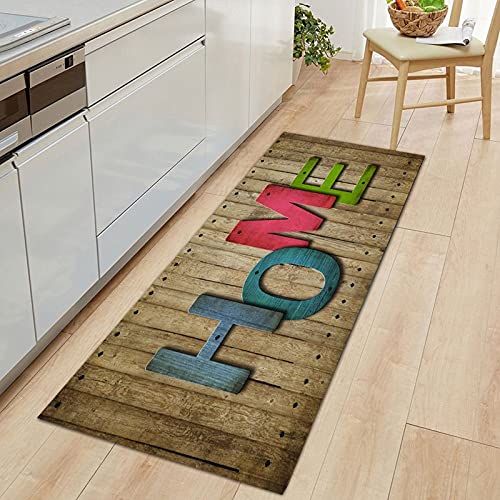 OPLJ Kitchen mat Wood Grain Printing Bedroom Door mat Carpet Non-Slip Washable Floor mat Home Decoration Corridor Carpet A3 50x160cm