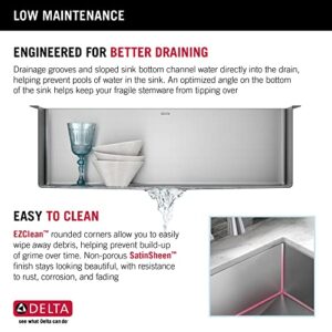 DELTA FAUCET Delta Lenta 30-inch Undermount 16 Gauge Stainless Steel Single Bowl Kitchen Sink with Accessories, 953034-30S-SS, Satin