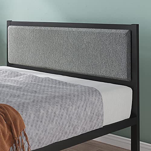 ZINUS Korey Metal Platform Bed Frame with Upholstered Headboard / Wood Slat Support / No Box Spring / Easy Assembly, Queen