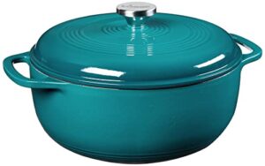 lodge ec6d38 enameled cast iron dutch oven, 6-quart, lagoon