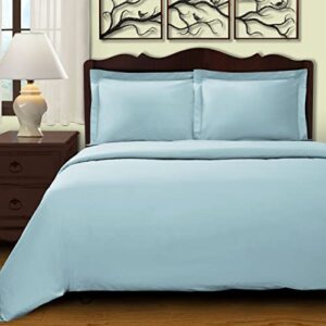 superior 400-thread duvet cover set, premium long-staple cotton, full/queen, light blue