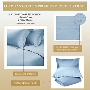 SUPERIOR 400-Thread Duvet Cover Set, Premium Long-Staple Cotton, Full/Queen, Light Blue