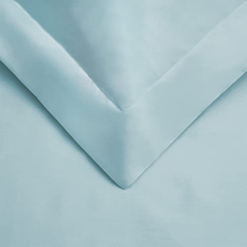 SUPERIOR 400-Thread Duvet Cover Set, Premium Long-Staple Cotton, Full/Queen, Light Blue