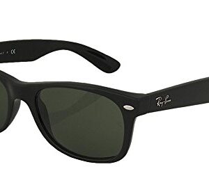 Ray_Ban New Wayfarer Sunglasses (Matte Black Frame 55mm), Matte Black Frame Solid Black G15 Lens, 55 mm (NON- POLARIZED)