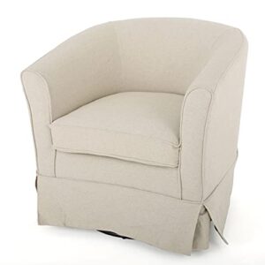 christopher knight home cecilia swivel chair with loose cover, natural fabric, dimensions: 28.74”d x 27.50”w x 27.17”h