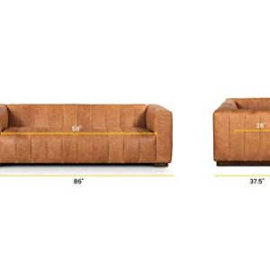 POLY & BARK Canale 86" Sofa in Full-Grain Pure-Aniline Italian Leather, Cognac Tan