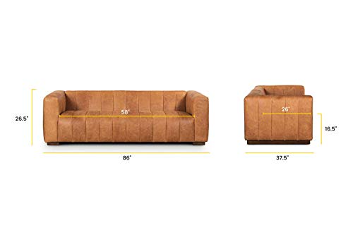 POLY & BARK Canale 86" Sofa in Full-Grain Pure-Aniline Italian Leather, Cognac Tan