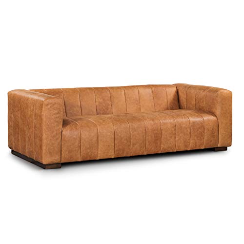 POLY & BARK Canale 86" Sofa in Full-Grain Pure-Aniline Italian Leather, Cognac Tan