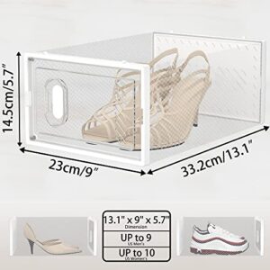 SIMPDIY Shoe Box, 12 Pack Shoe Storage Boxes Clear Plastic Stackable, Shoe Organizer Containers with Lids for Size 10